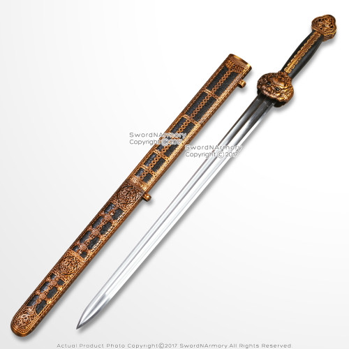 Qing Dynasty Qian Long Dragon Sword Handmade Chinese Emperor Jian Sharp ...