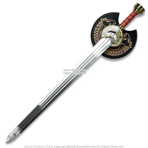 38" Medieval Arming Sword Double Fuller Blade with Display Plaque ...