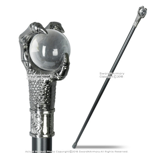 34" Fantasy Hawk Talon Claw with Crystal Ball Head Handle Walking Cane ...