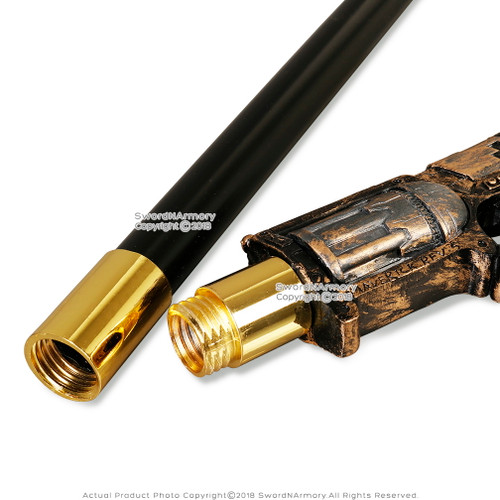 Steampunk Fantasy Walking Cane Polyresin Gun Like Handle Gentleman’s Stick