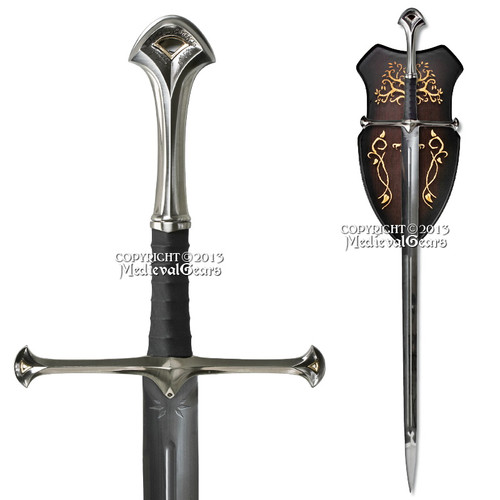 Wooden Deluxe Display Plaque Hanger for Medieval Crusader Long Sword Dagger