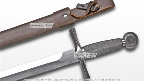 Medieval Fencing Carbon Steel Knightly Dagger w/ Wire Handle / Leather ...