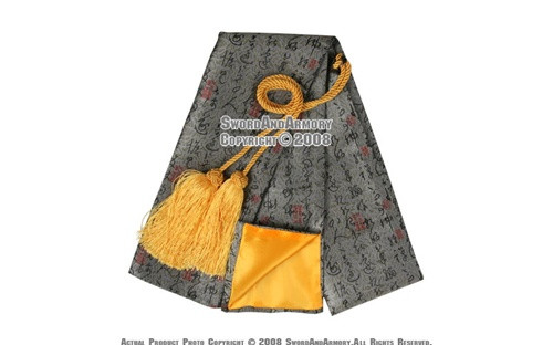 Gray Luxury Silk Samurai Katana Sword Bag w/ Kanji