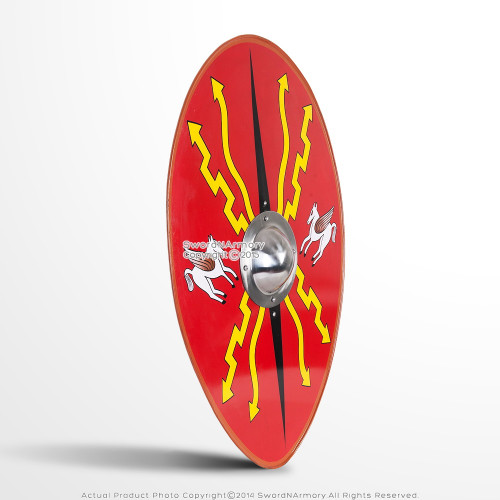 36" Roman Armor Centurion Oval Scutum Metal Shield with Steel Boss LARP ...