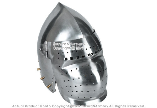 Battle Ready Functional Medieval Bascinet Helmet with Visor 14th ...