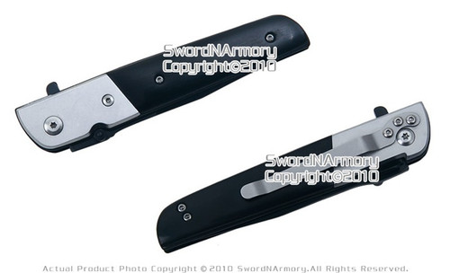 Spring Assisted Knife Stiletto Black Blade Folder