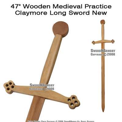 45" Wooden Medieval Practice Claymore Long Sword