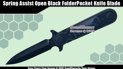 Spring Assisted Open Knife Pocket Folder Black Blade