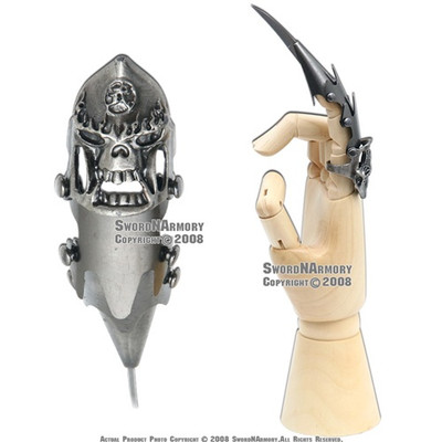 Fantasy Iron Reaver Skull Claw Finger Blade Knife Glove