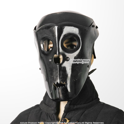 Black Vampire Helmet Mask with Soft Suede Inner Lining and Leather ...