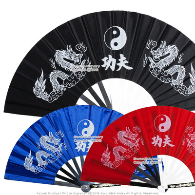 Martial Art Tai Chi Kung Fu Fighting Fan Steel Frame with Dragon