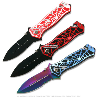 Spring Assisted Opening Spider Knife Serrated Tactical Folder Surgical ...