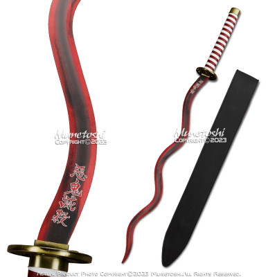 40" Steel Obanai Iguro Nichirin Katana Serpent Kris Samurai Sword Demon Red