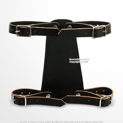 7" Horizontal Black Leather Back Hanger Dagger Belt Frog Renaissance ...