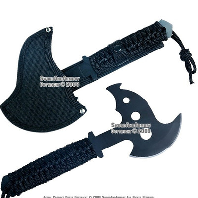 2 Pcs Black Ninja Throwing Battle Axe Hatchet w/ Sheath