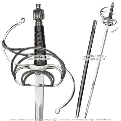 Medieval Renaissance Rapier Sword with Swept Hilt Guard Scab ...
