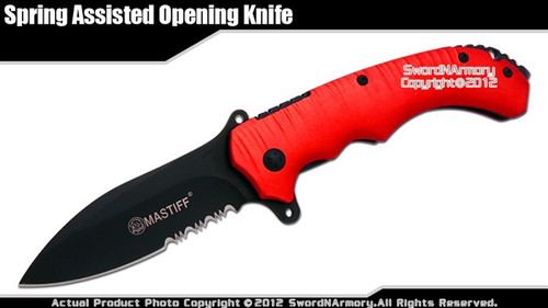 Mastiff Brand Spring Assisted Knife Tactical Folder 7CR17MOV Steel ...