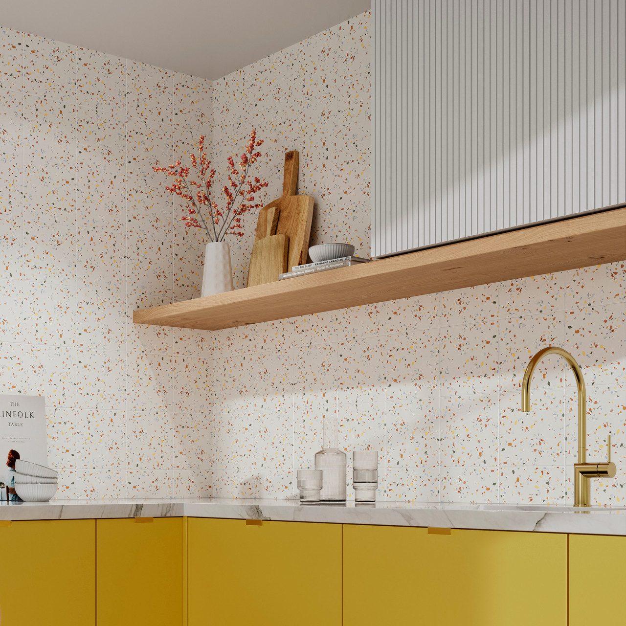 Rialto White Terrazzo Effect Tiles 20x20cm | Tile Warehouse