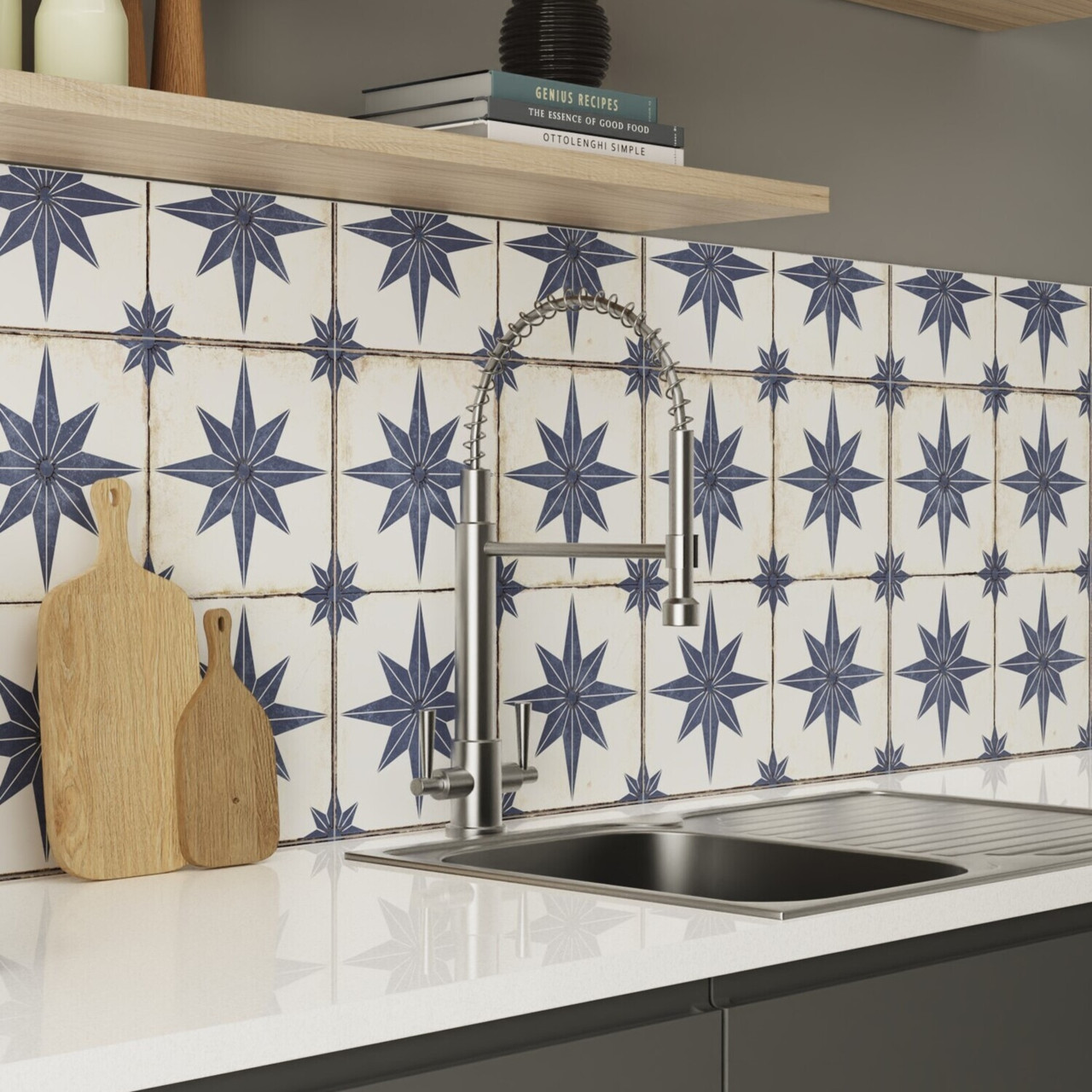Jupiter Star Blue Pattern Tiles 45x45cm | Tile Warehouse