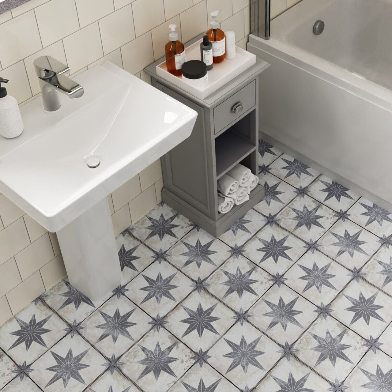 Jupiter Star Grey Pattern Tiles 45x45cm | Tile Warehouse