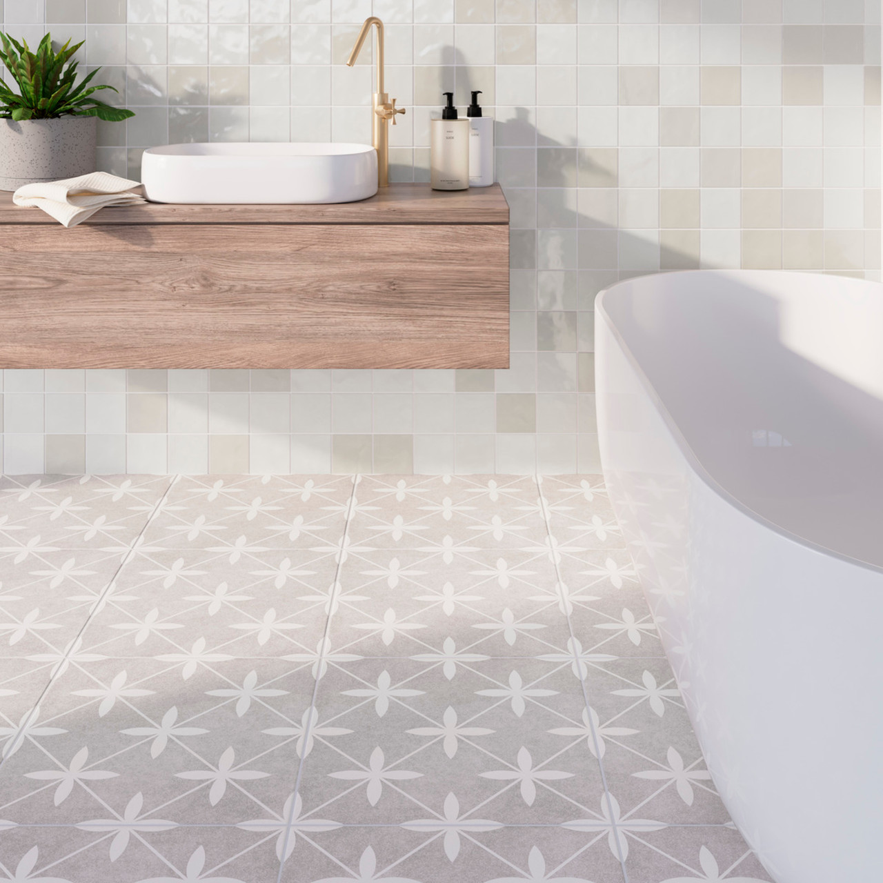 Mijas Grey Pattern Tiles 45x45cm | Tile Warehouse
