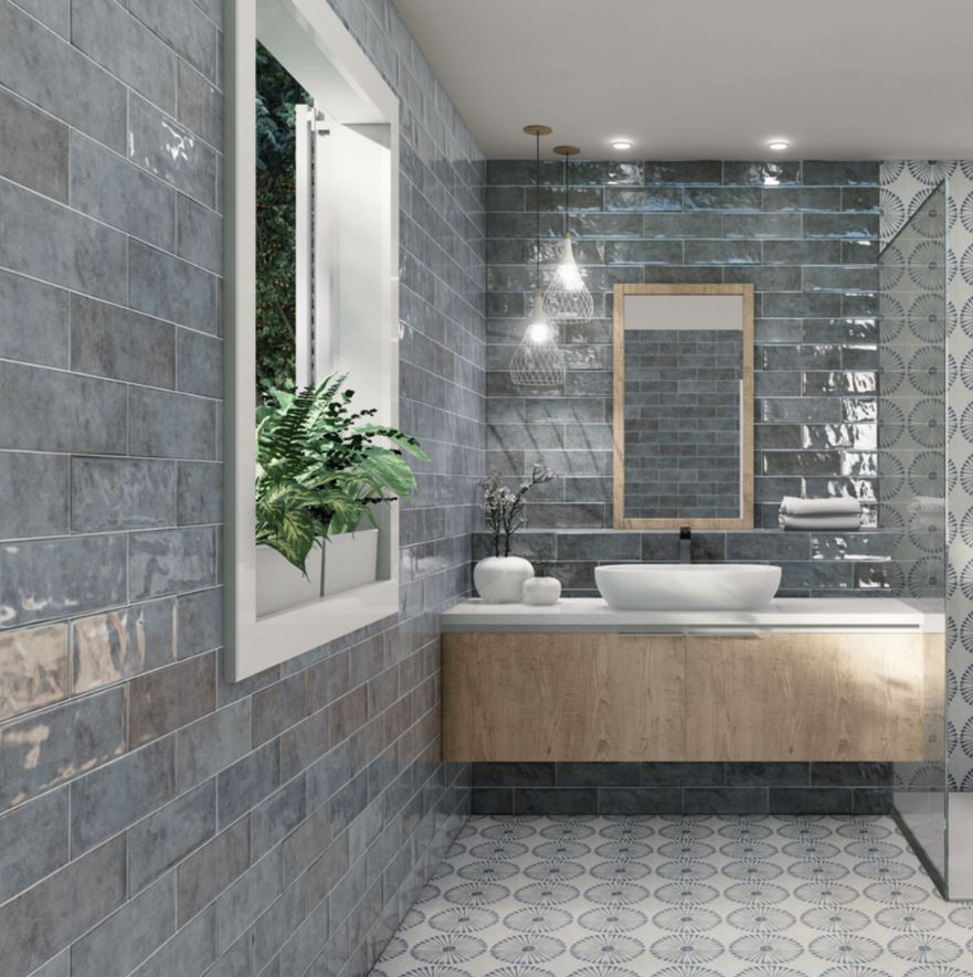 Marrakesh Blue Zellige Effect Tiles 10x30cm | Tile Warehouse