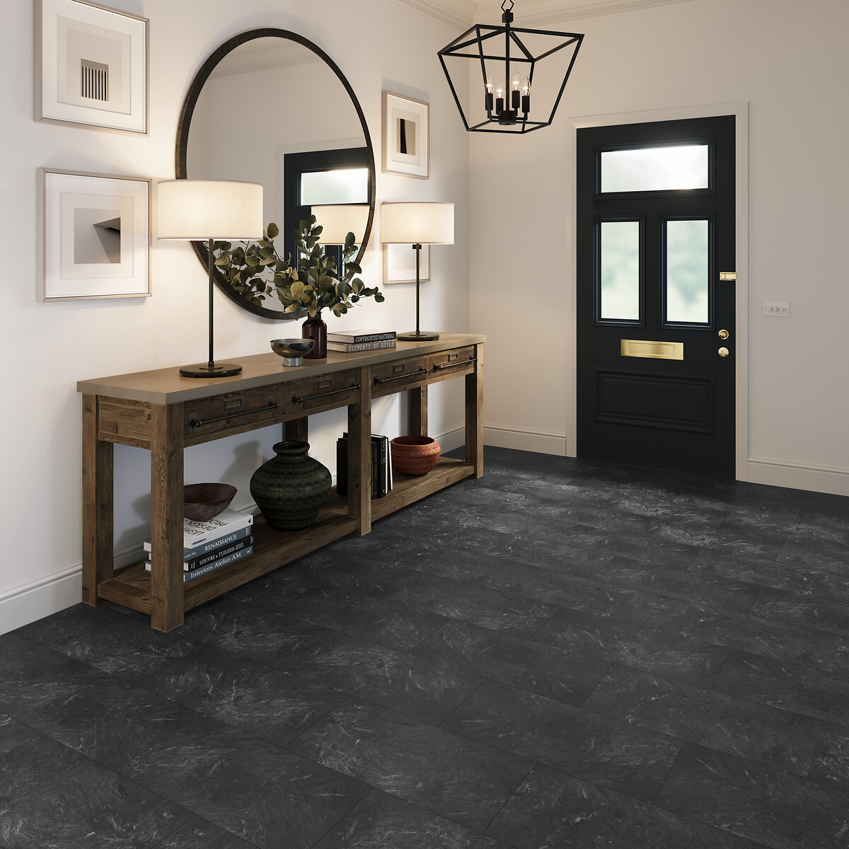 Colours Black Slate Effect Luxury Vinyl Click Flooring 1 Wood Effect
