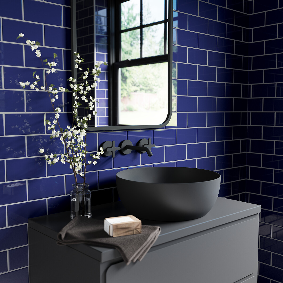 Mini Underground Blue Gloss Tiles 7.5x15cm