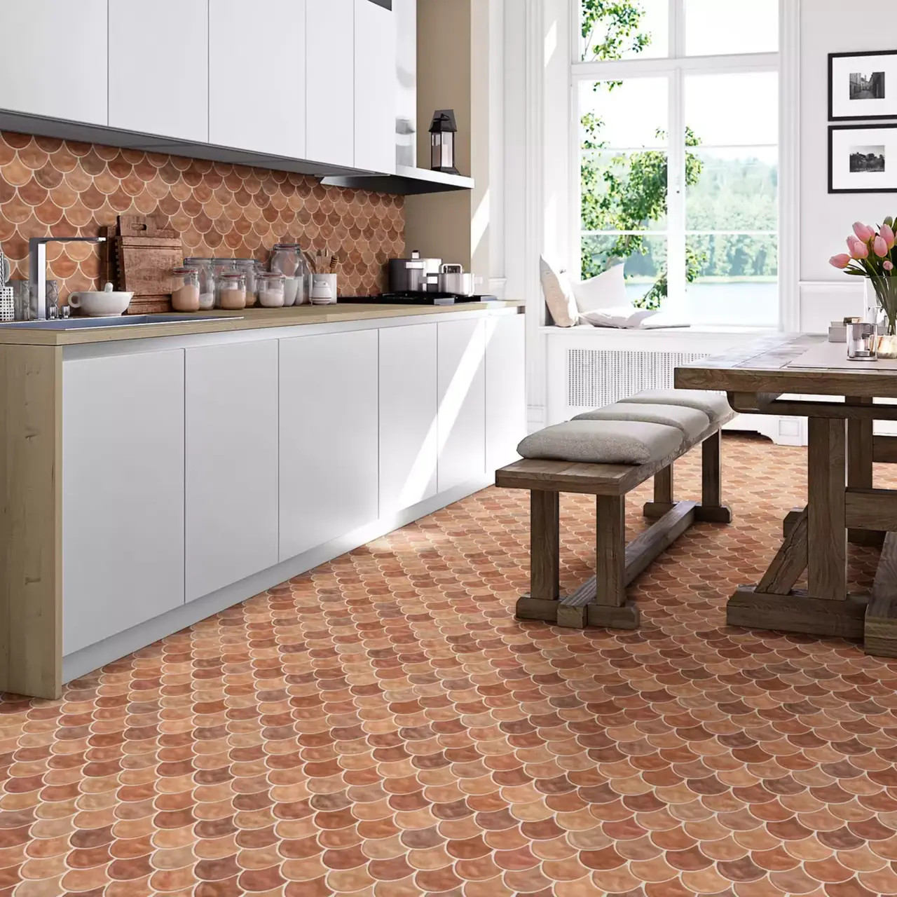 Scales Terracotta Matt Mix 30.7x30.7cm | Tile Warehouse