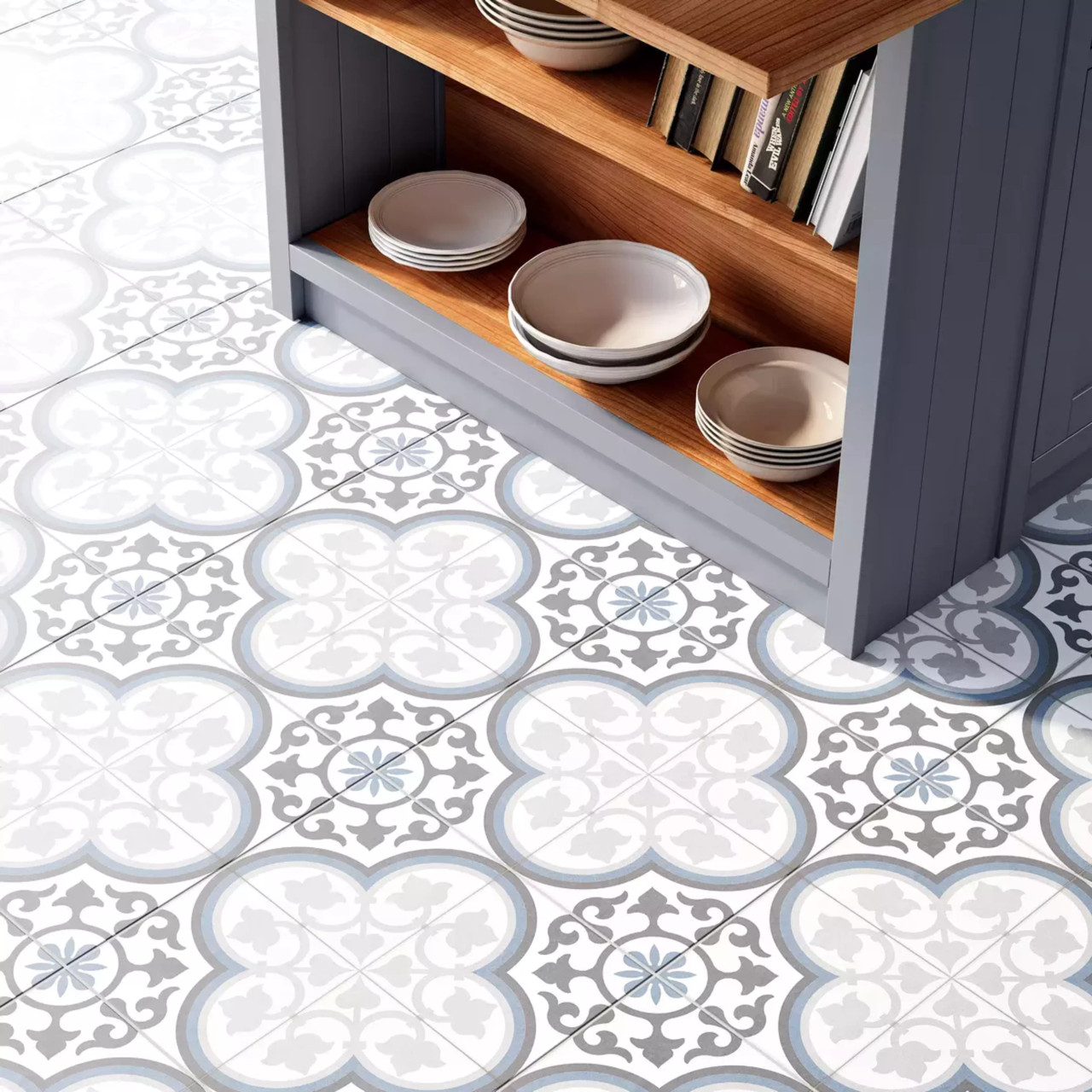 Vintage Blue Pattern Tile (45x45cm) | Tile Warehouse