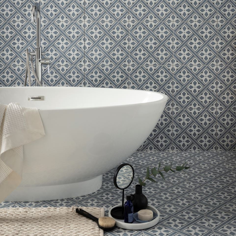 Courtland Blue Pattern Tiles 33x33cm | Tile Warehouse