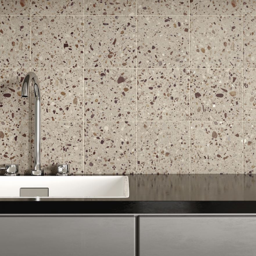 Rialto Beige Terrazzo Effect Tiles 20x20cm | Tile Warehouse