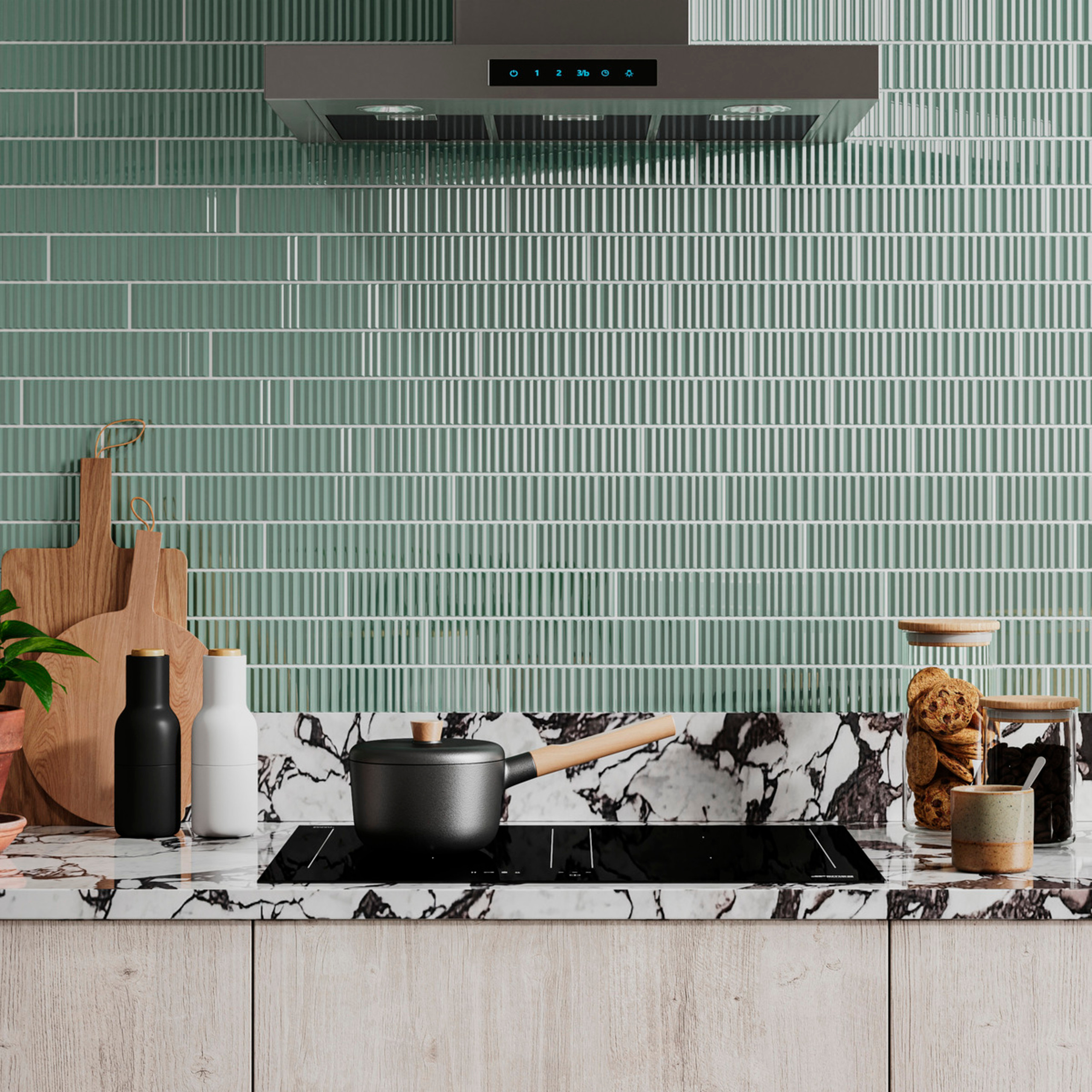Tokyo Green Fluted Tiles 5x30cm | Tile Warehouse