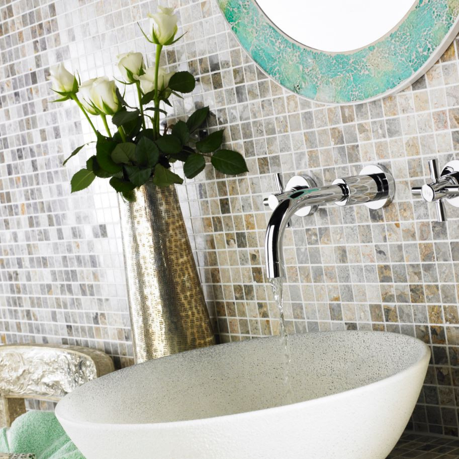Sylvan Marble Tumbled Mosaic Tiles 25mm 30.5x30.5cm | Tile Warehouse
