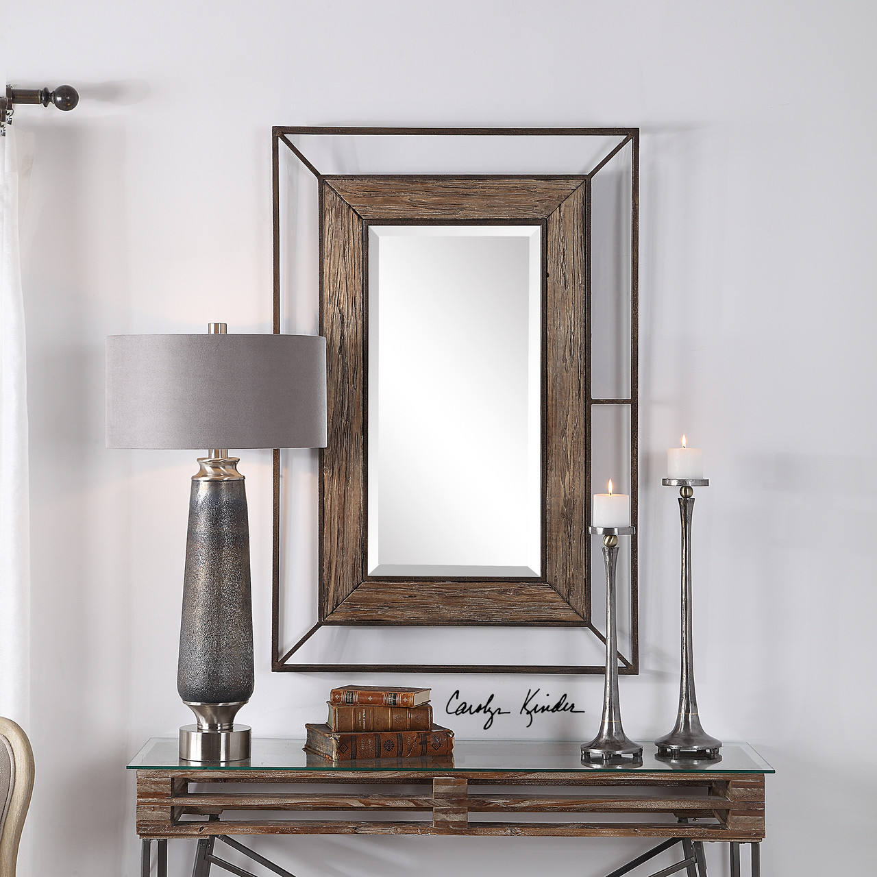 Uttermost Ward Open Framed Wood Mirror in Rectangular Mirrors at StudioLX