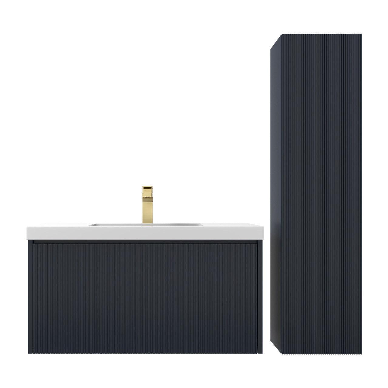 Blossom 36" Floating Bathroom Vanity With Sink & Side Cabinet - Night ...