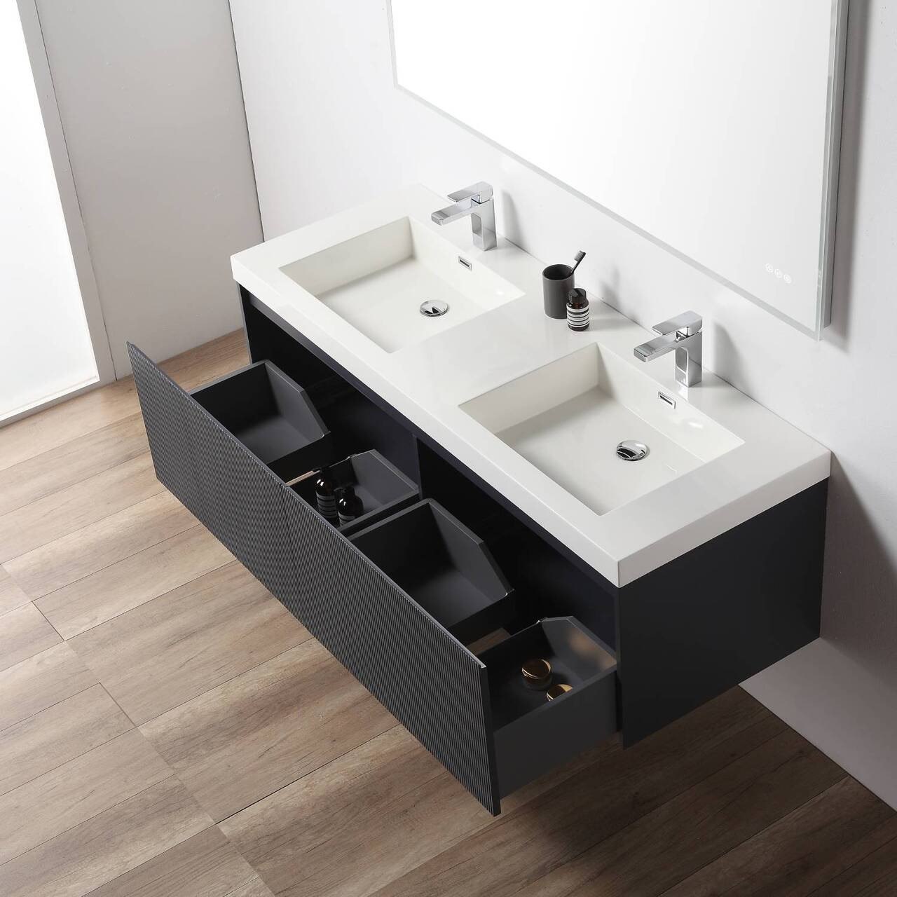 Blossom 60" Floating Bathroom Vanity With Sink - Night Blue in Single ...