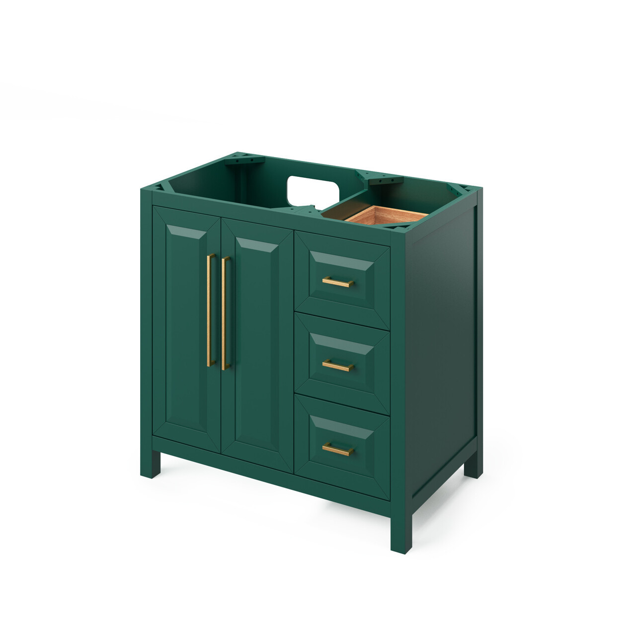 Jeffrey Alexander 36" Forest Green Cade Vanity, Left Offset, Black ...