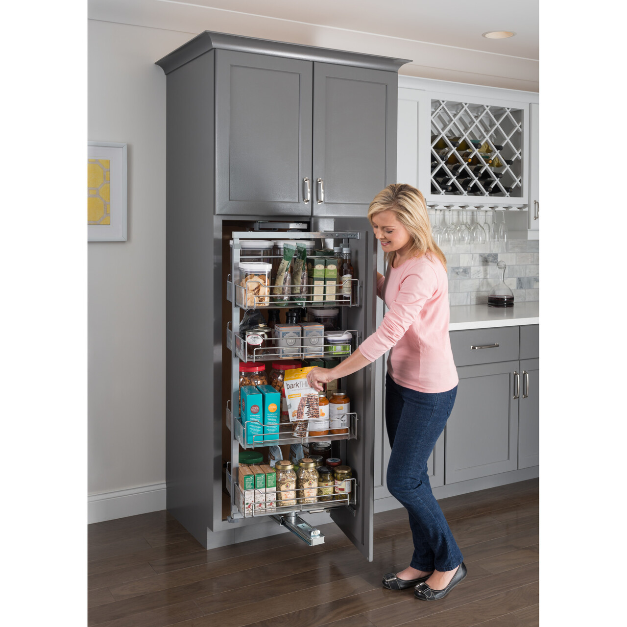 Hardware Resources 15" Wide 74" Tall Chrome Wire Soft-close Pantry ...