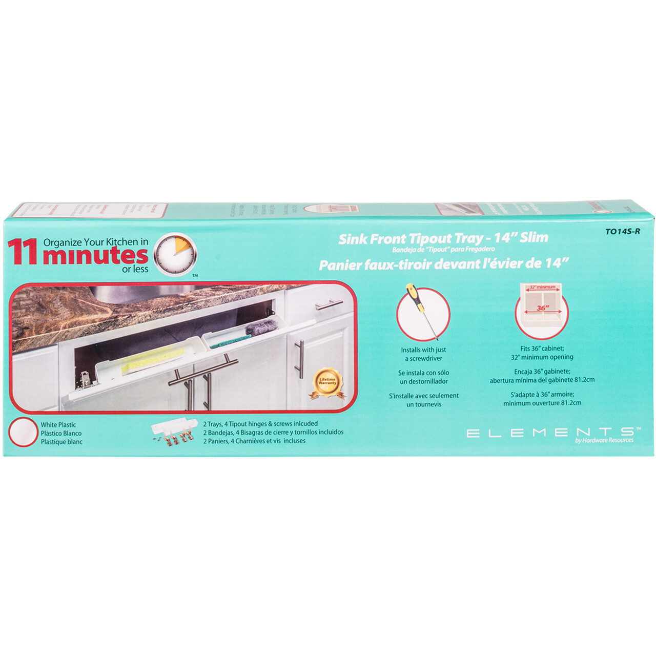 Hardware Resources 14-13/16" Slim Depth Plastic Tip-out Tray Kit For ...
