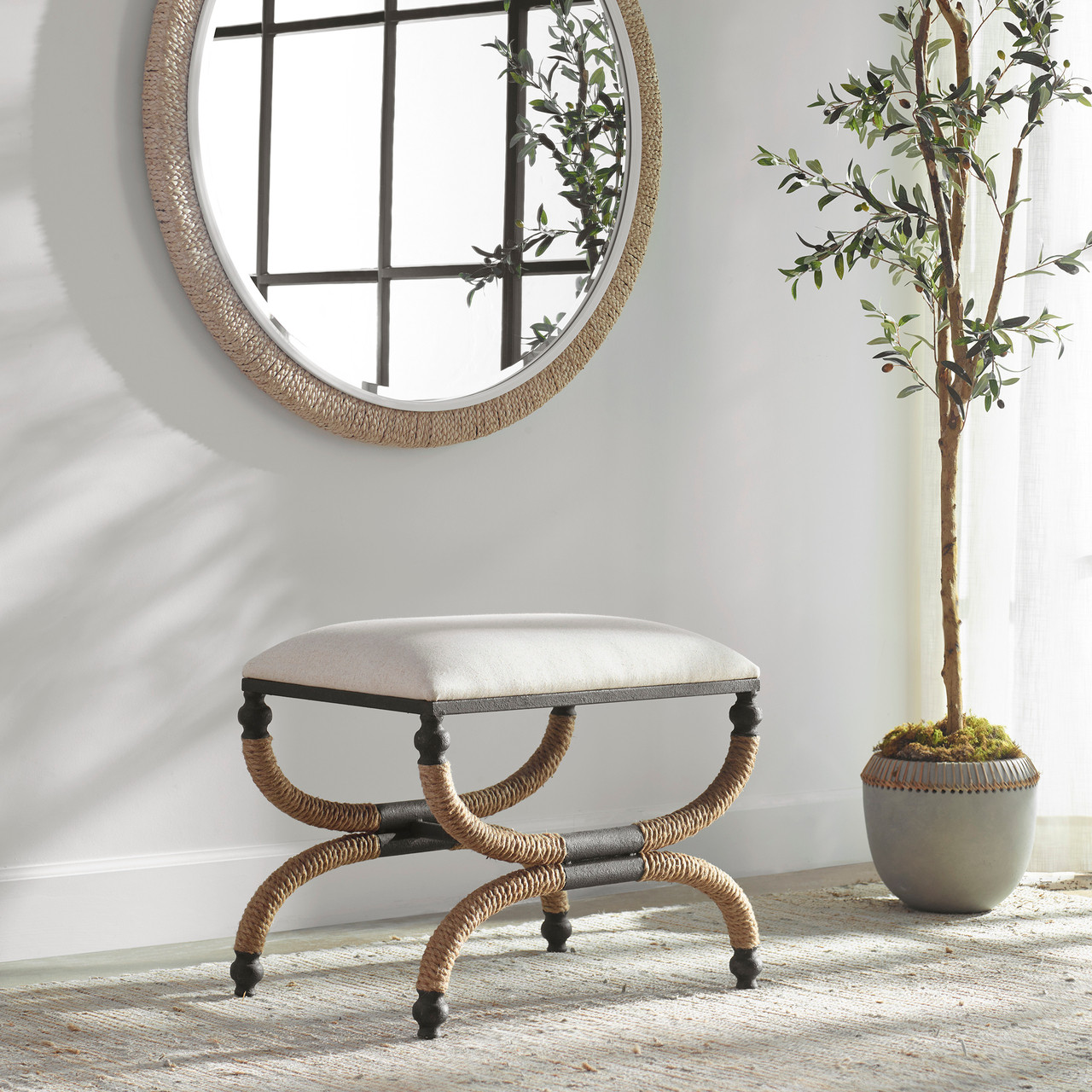 Uttermost Icaria Upholstered Small Bench in Benches at StudioLX