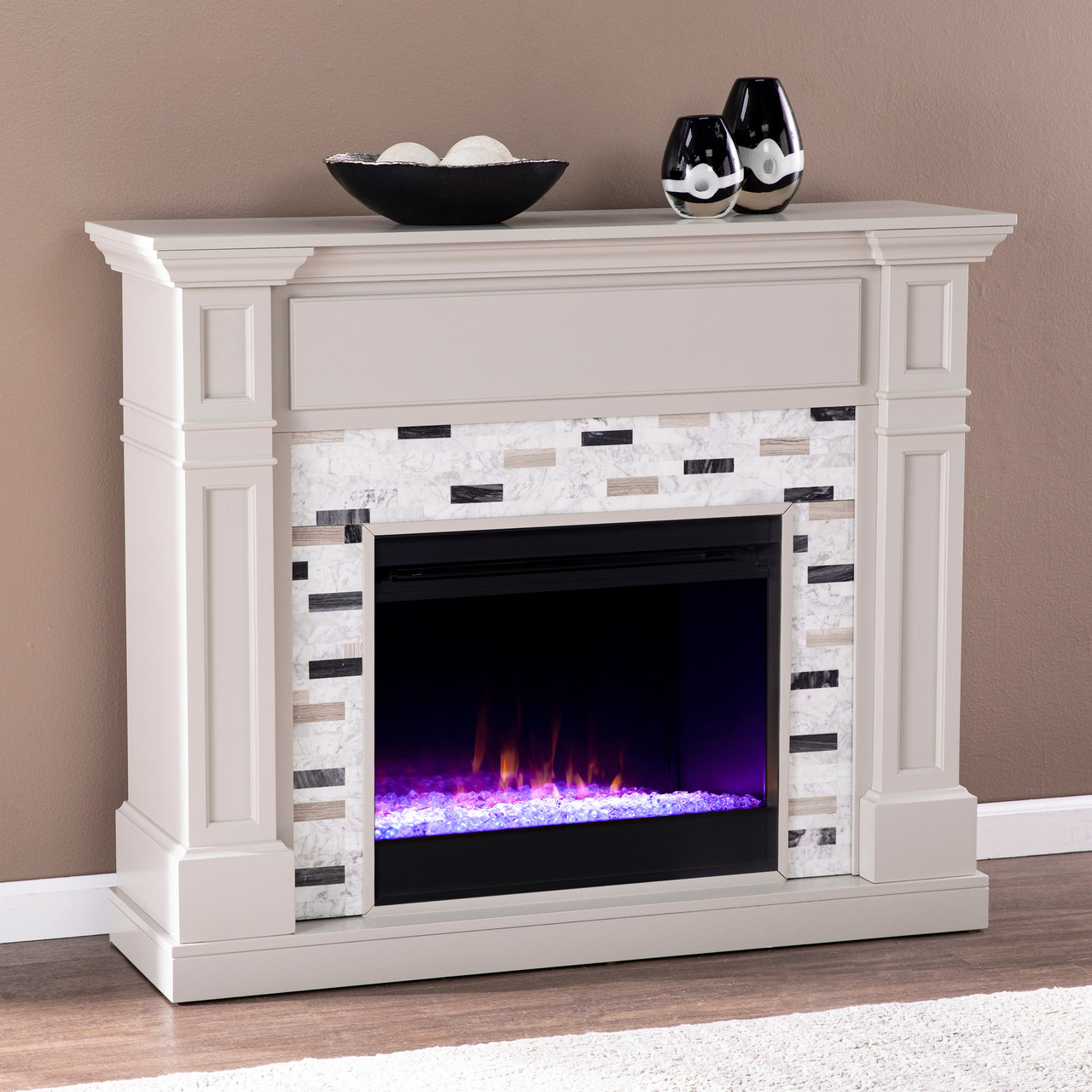 Southern Enterprises Birkover Color Changing Electric Fireplace W ...