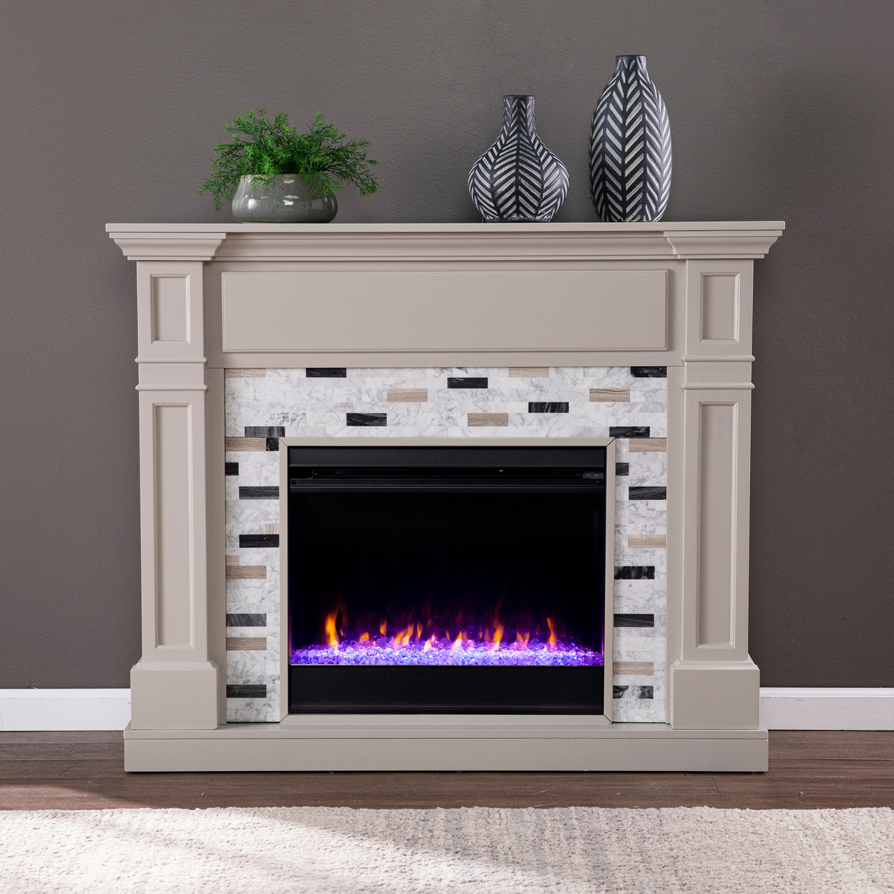 Southern Enterprises Birkover Color Changing Electric Fireplace W ...