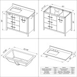 Jeffrey Alexander 42" Blue Steel Katara Vanity, Left Offset, Calacatta ...