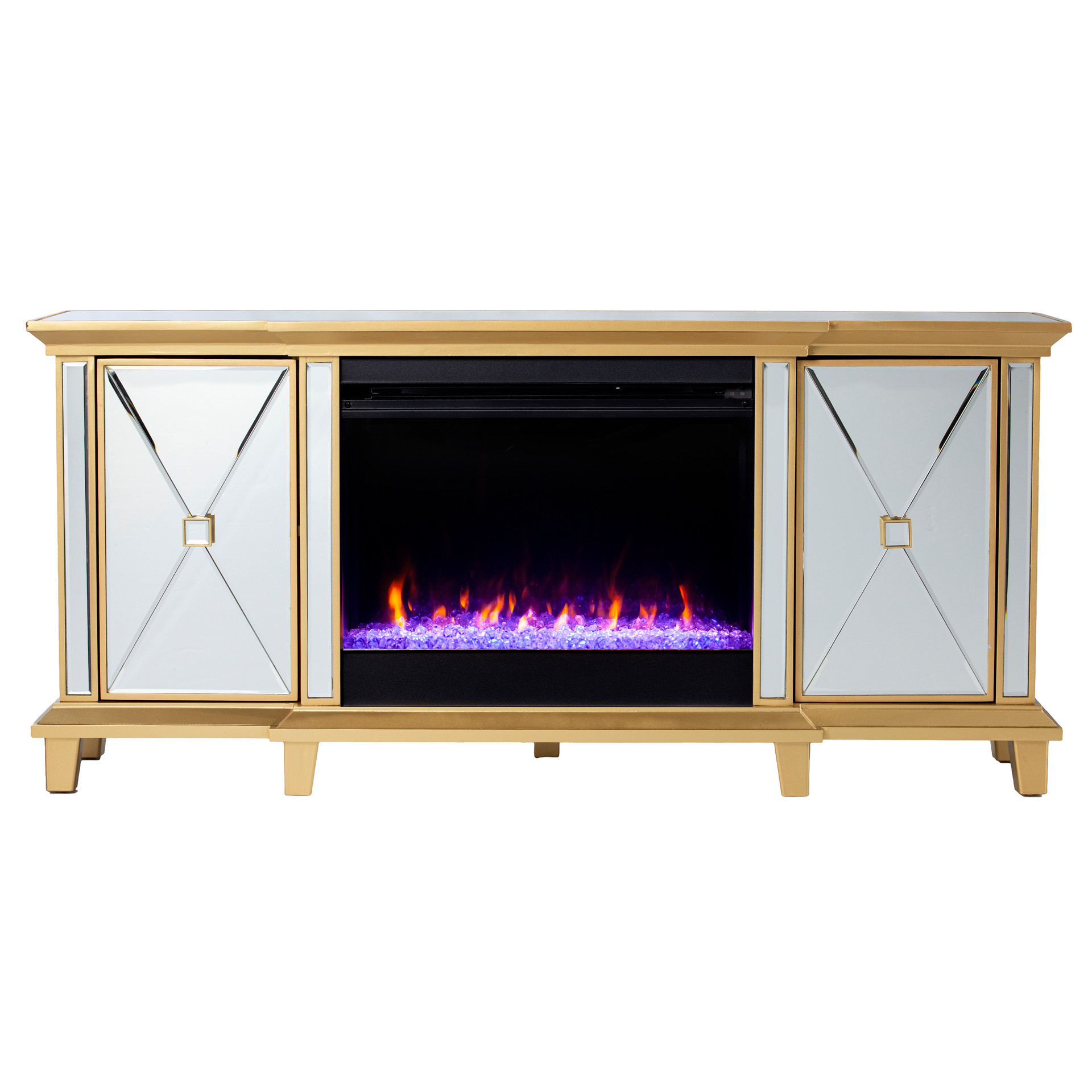 Southern Enterprises Toppington Mirrored Color Changing Fireplace ...