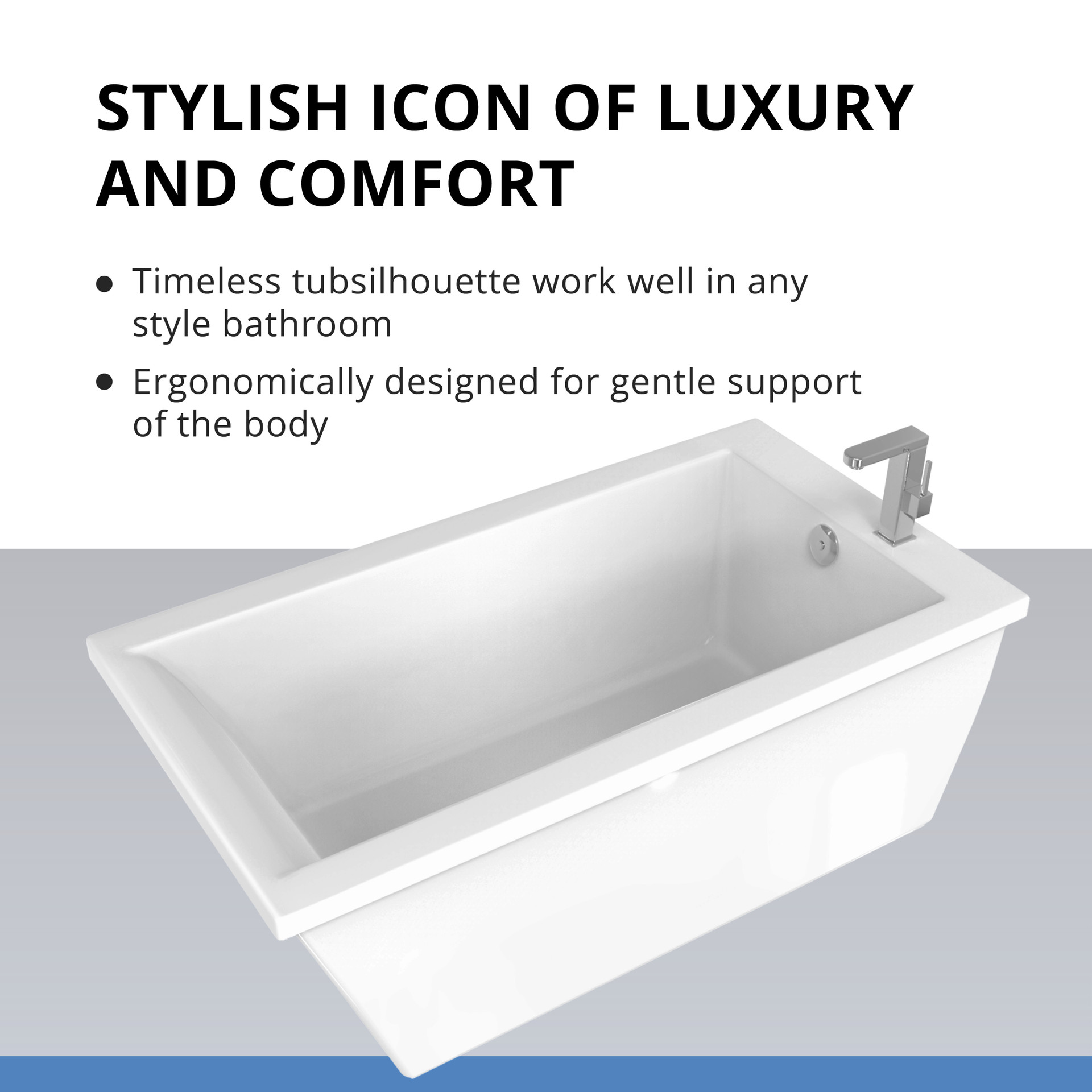 Dreamline Levantine 60 In. L X 23 In. H White Acrylic Freestanding ...
