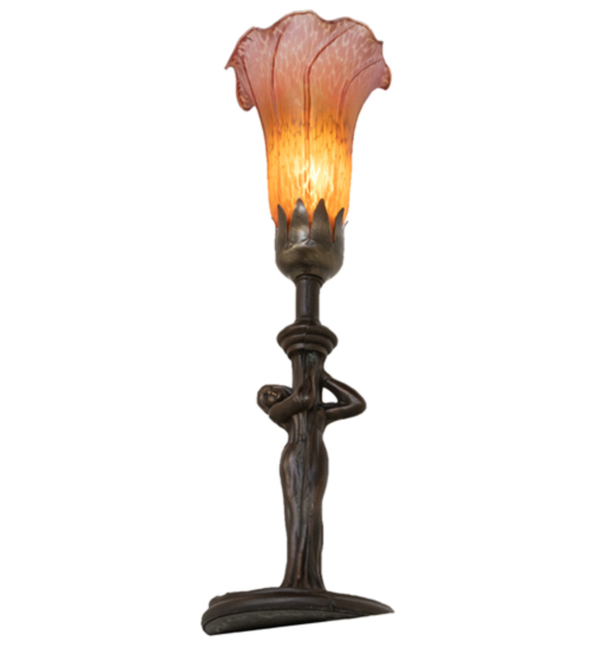 Meyda 15" High Amber/purple Tiffany Pond Lily Nouveau Lady Accent Lamp ...