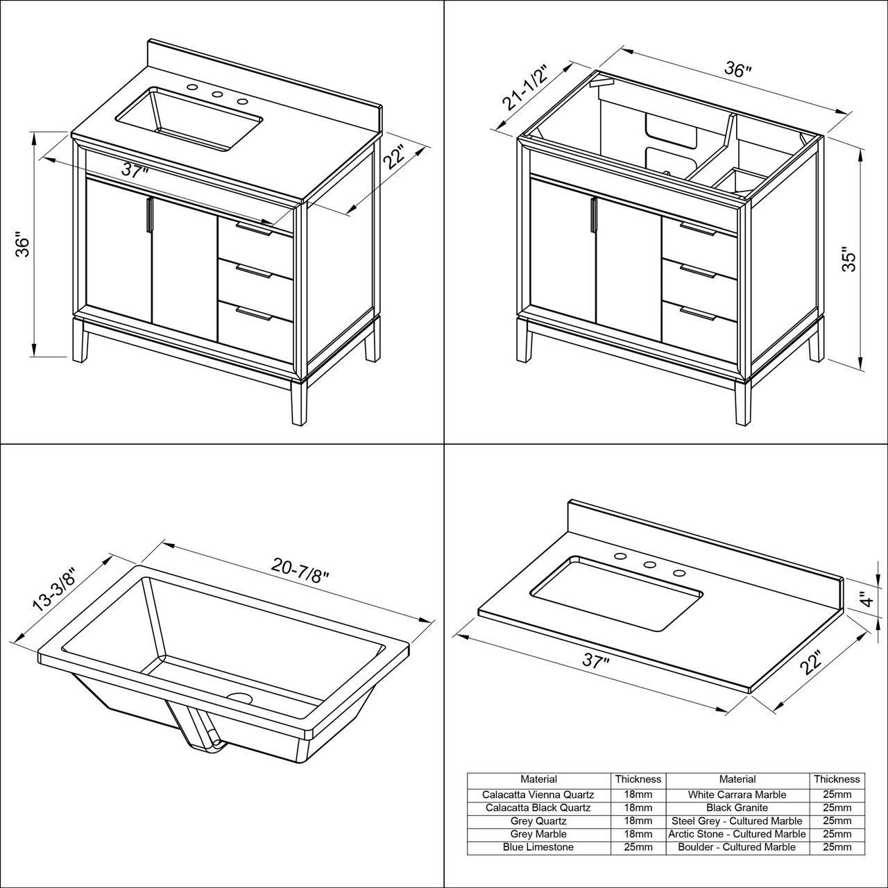 Jeffrey Alexander 36" Forest Green Theodora Vanity, Left Offset, White ...