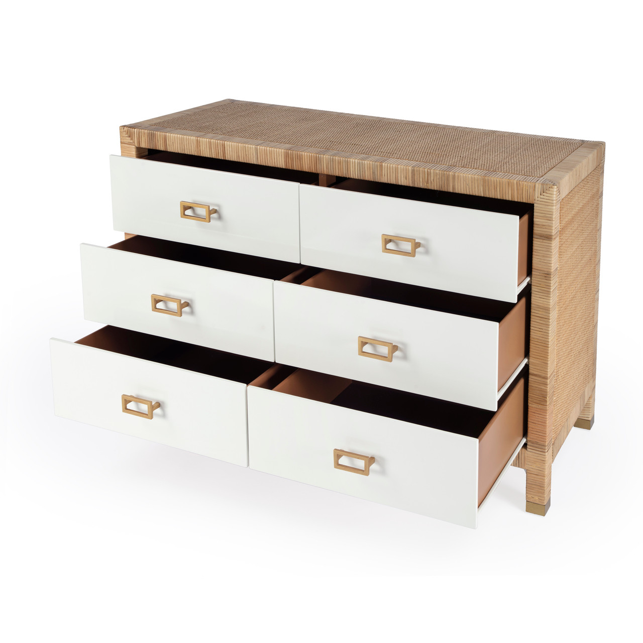 Butler Specialty Corfu 6 Drawer Natural Raffia Double Dresser Dressers ...