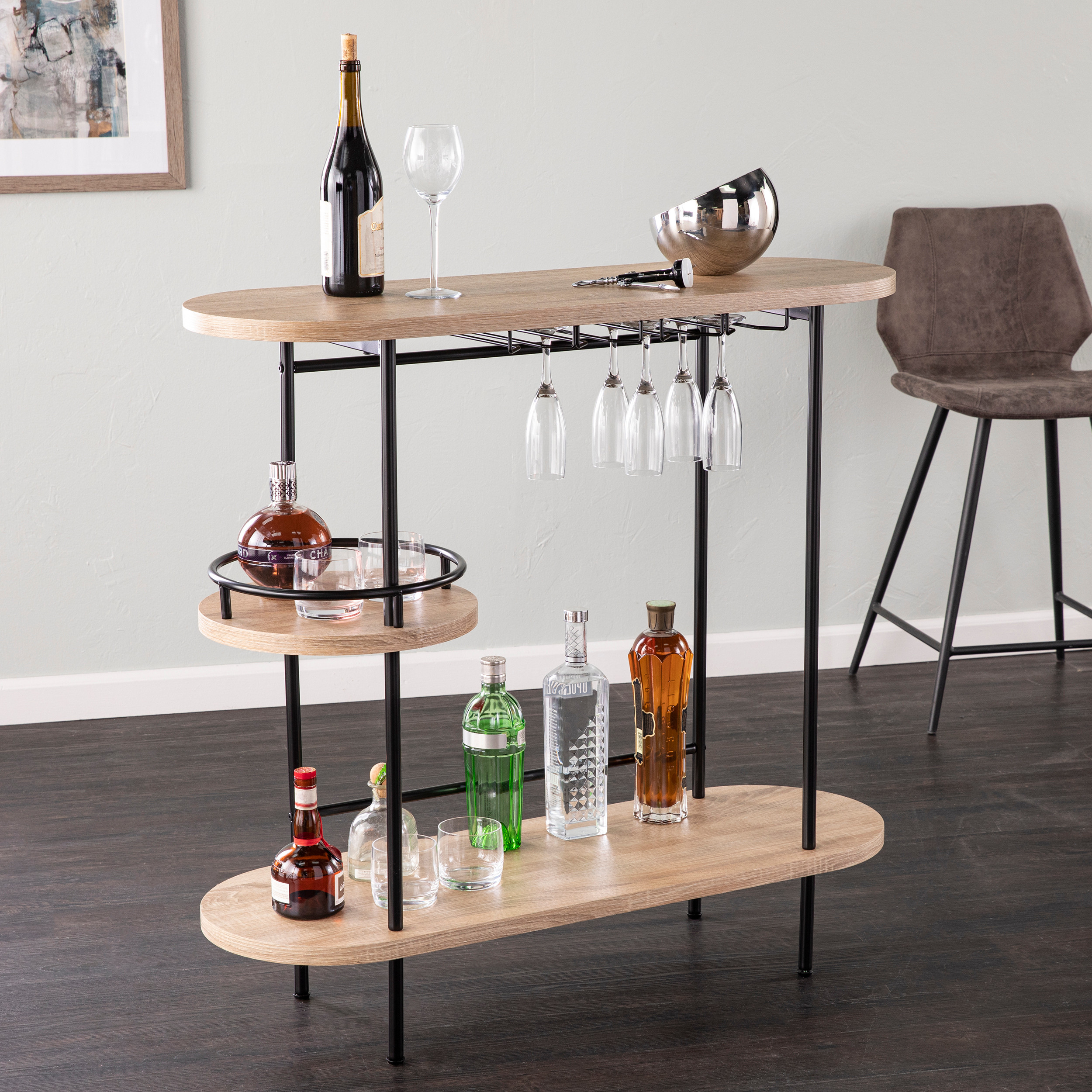Southern Enterprises Dagney Wine/bar Table W/ Glassware Storage ...